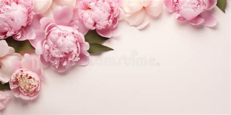 Floral Banner With Peonies And With Copy Space Stock Illustration