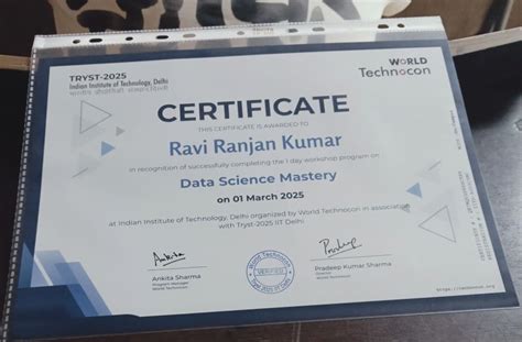 Datascience Machinelearning Iitdelhi Worldtechnocon Tryst Ravi Ranjan Kumar