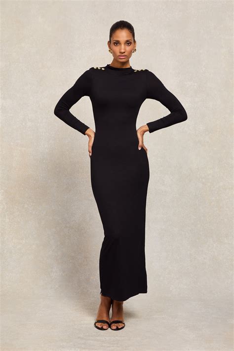 Harper Long Sleeve Maxi Dress Black Holland Cooper