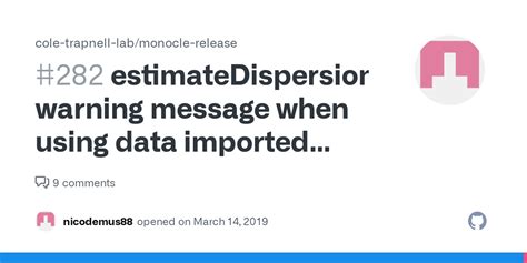 Estimatedispersions Warning Message When Using Data Imported From