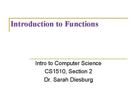 introduction to functions intro to computer science cs