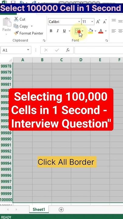 mastering excel selecting 100 000 cells in 1 second interview