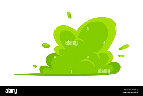 Smelling Green Cartoon Smoke Or Fart Clouds Flat Style Design Vector