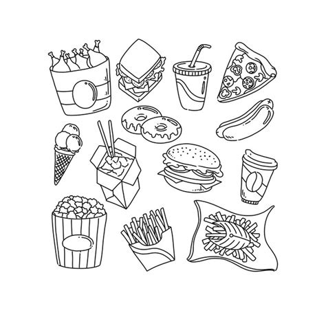 Premium Vector Fast Food Hand Drawn Doodle Illustrations Vector Set