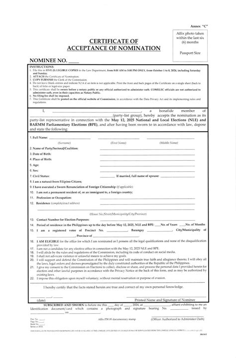 Know The Comelec Cona Certificate Of Nomination And Acceptance