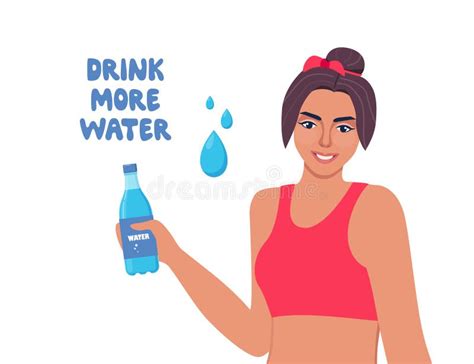 Attractive Young Woman Holding Plastic Bottle Of Drinking Water