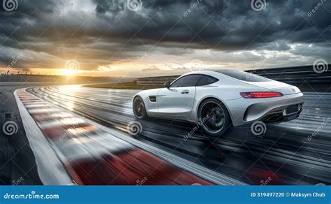 Agile Car Speeding On Race Track Dynamic View Exemplifying Speed In