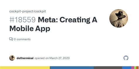 Meta Creating A Mobile App · Issue 18559 · Cockpit Projectcockpit · Github