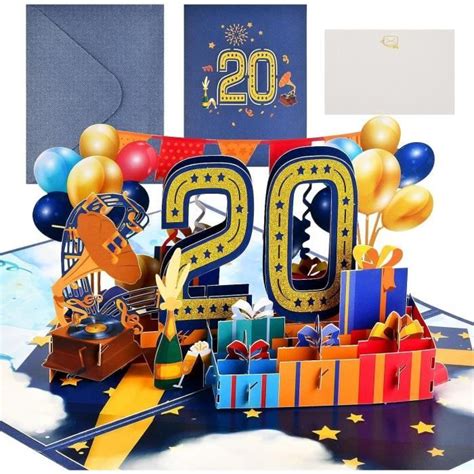 Cartes D Anniversaire 20 Ans Carte Anniversaire Pop Up 3D Carte De