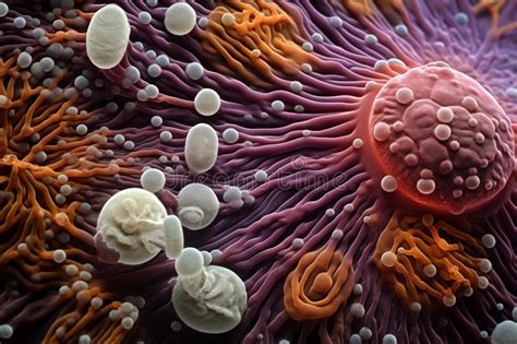Macro View Of Microorganisms Under A Microscope Generative Ai Stock