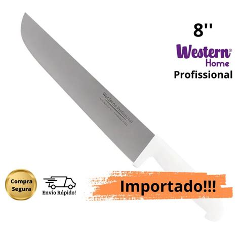 Faca Aço Inox 8 Polegadas Açougueiro Profissional Shopee Brasil