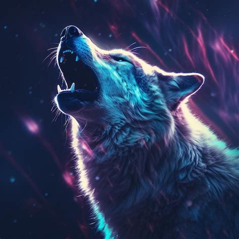 Premium Ai Image Illustration Of Close Up Of A Wolf Howling Full Moon