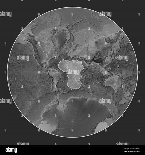 African Tectonic Plate On The Grayscale Elevation Map In The Lagrange Oblique Projection