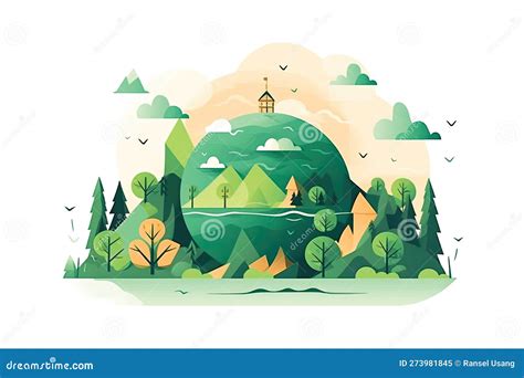Ecology Concept With Green Planet And Trees Vector Flat Illustration AI Generated Stock