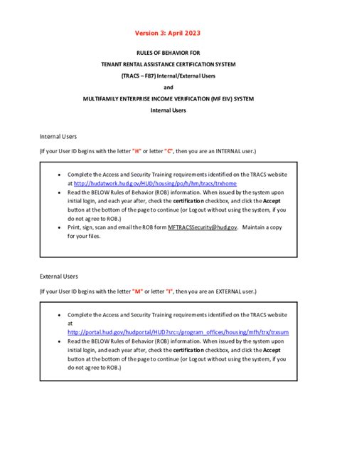 Fillable Online Rules Of Behavior Eiv Fill And Sign Printable