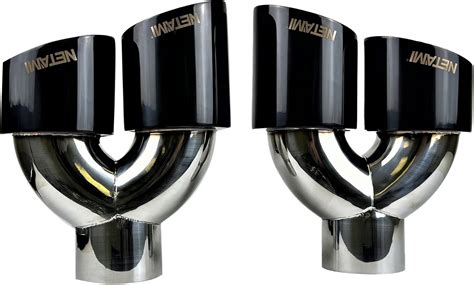 Amazon Netami Inlet To Quad Staggered Outlet Stainless Steel Exhaust Tip Double Wall