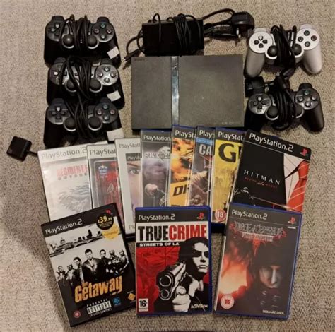 Playstation 2 Ps2 Slim Console Black Controllers Memory Card 11