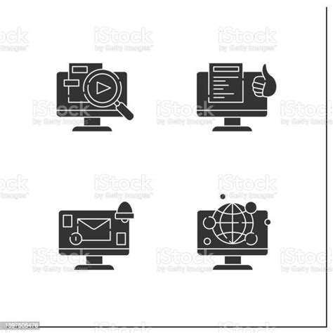 블로그 글리프 아이콘 세트 가득 찬에 대한 스톡 벡터 아트 및 기타 이미지 가득 찬 개념 개발 Istock