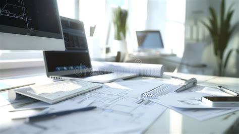 Generative Ai Architect Engineer Office Desk Residential Building Project Blueprints And