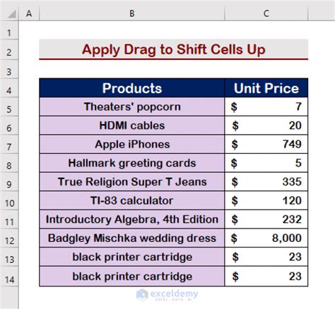 How To Shift Cells Up In Excel 5 Quick Ways ExcelDemy