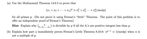solved a use the multinomial theorem 14 6 5 to prove that