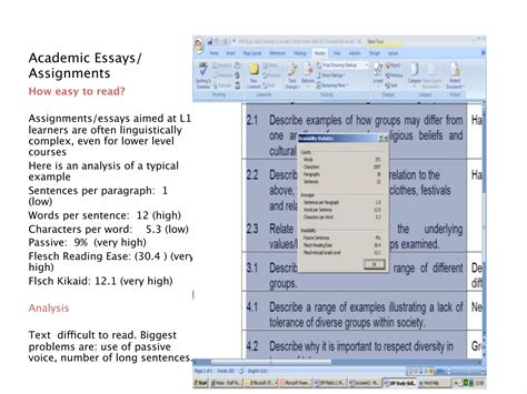 Using Words Readability Statistics Ppt