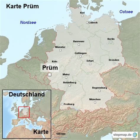 Karte Prüm von ortslagekarte - Landkarte für Deutschland