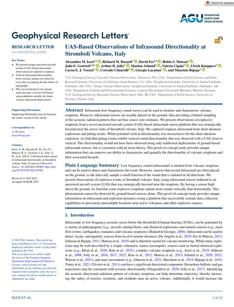 Pdf Uas‐based Observations Of Infrasound Directionality At Stromboli