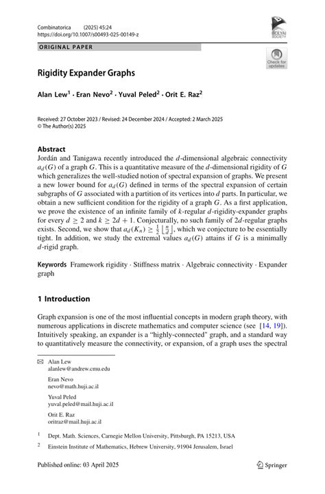Pdf Rigidity Expander Graphs