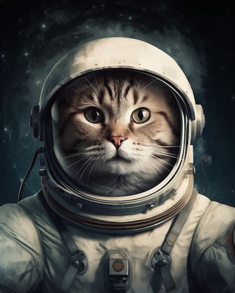 premium ai image a cat is wearing a spacesuit and has a white helmet