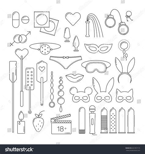 Bdsm Sex Set Icons Linear Design Stock Vector Royalty Free Shutterstock