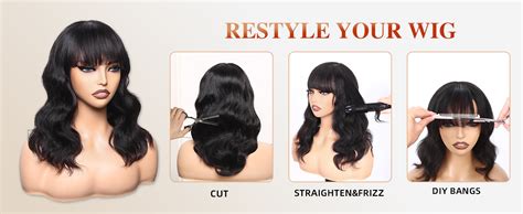 Wignee Natural Wave Wigs With Bangs 100 Brazilian Human