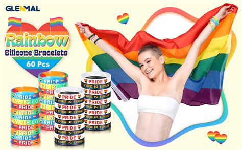 60 Pcs Gay Pride Rainbow Silicone Bracelets Lgbt Awareness