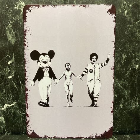 【未使用】 ナパーム弾の少女 バンクシー Banksy ミッキー ドナルド マクドナルド 金属看板 金属プレート ブリキ看板 ホーロー看板