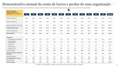 Os 7 Principais Modelos De Lucros E Perdas Mensais Painel E PPT