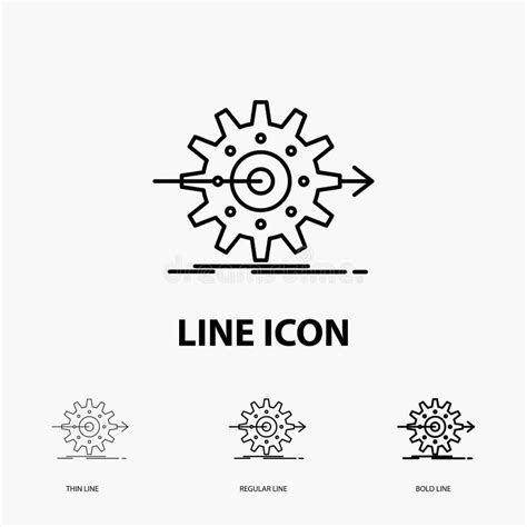 Performance Progress Work Setting Gear Icon In Thin Regular And