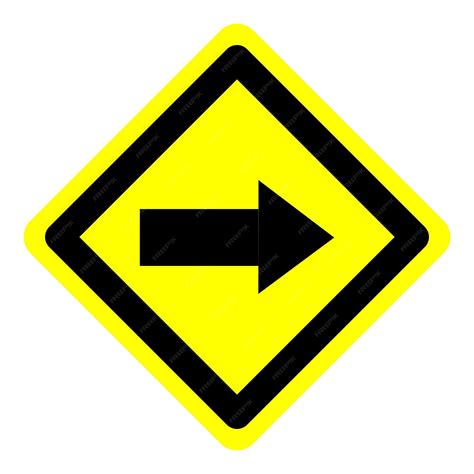 Seta Amarela à Direita Aviso De Trânsito Rodoviário Sinal De Precaução