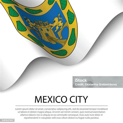 白い背景にメキシコシティの旗を振るメキシコの州です お祝いのベクターアート素材や画像を多数ご用意 お祝い イラストレーション