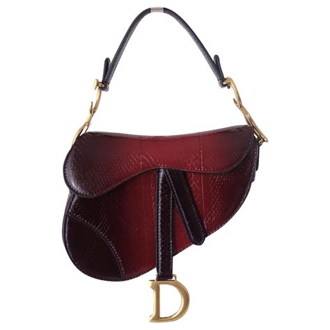 Dior Python Mini Saddle Bag Red Dark Red Ref207502 Joli Closet