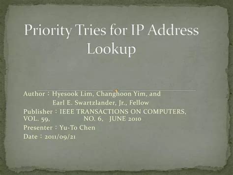 Ppt Priority Tries For Ip Address Lookup Powerpoint Presentation