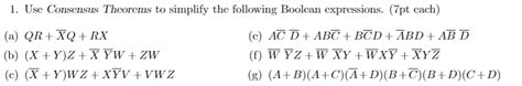 solved use consensus theorems to simplify the following