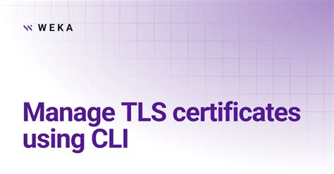 Manage Tls Certificates Using Cli W E K A