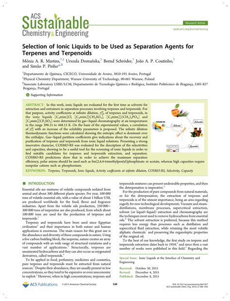 Pdf Selection Of Ionic Liquids To Be Used As Separation Agents