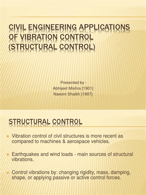 Vibration Control Of Civil Structures Through Passive And Active