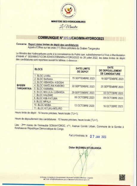 Rdc Didier Budimbu Prolonge La Date Limite De Dépôt Des Candidatures