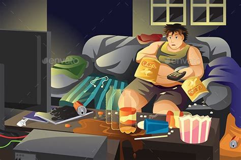 Lazy Fat Cartoon