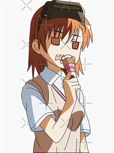 Misaka Clone Eating Ice Cream Sticker By Cvisti Redbubble