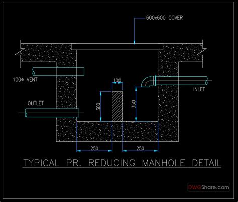 73 Typical Pr Reducing Manhole Detail Cad Drawing Dwg