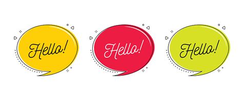 귀여운 벡터 음성 거품 아이콘 안녕하세요 인사말 스톡 일러스트 Brand Name Online Messaging Platform