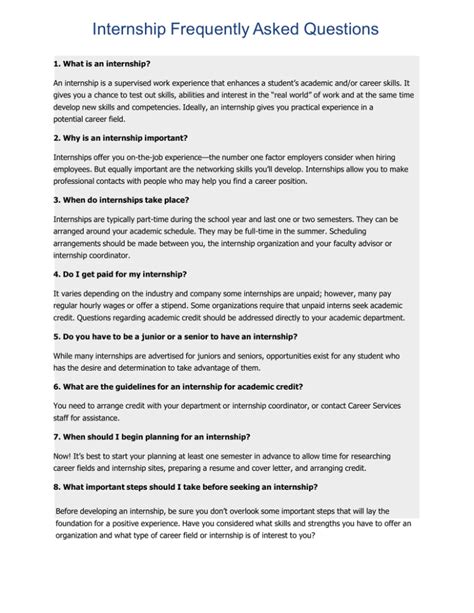 Internship Frequently Asked Questions